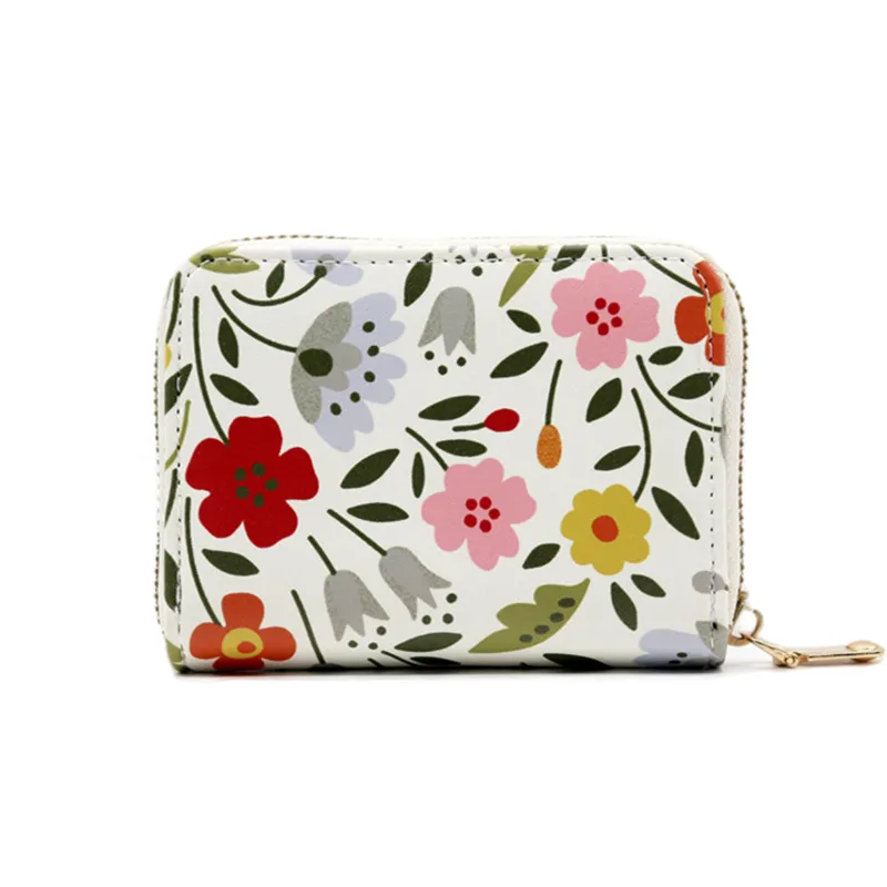 Women PU Floral Prints Mini Wallets Cute Square Fashion Card Holders ...