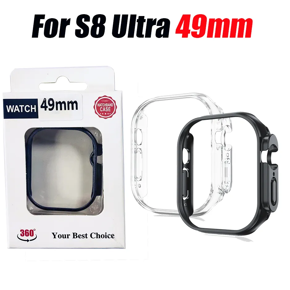 Transparent Hard PC Acrylic Case For Apple Watch S8 Ultra 49mm Black ...