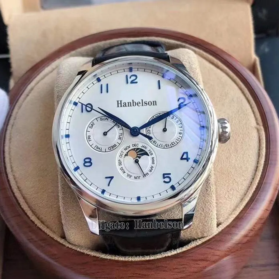 Mens Automatic Mechanical Watch With Moon Phase, Day Date, Blue Dial ...