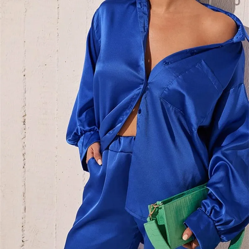 Elegant Women's Pant Set - Casual Satin Home Suits, Order Now! from ...