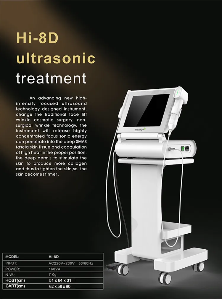 8D HIFU Ultrasound Lift & Wrinkle Removal Machine With Dual Handles For ...