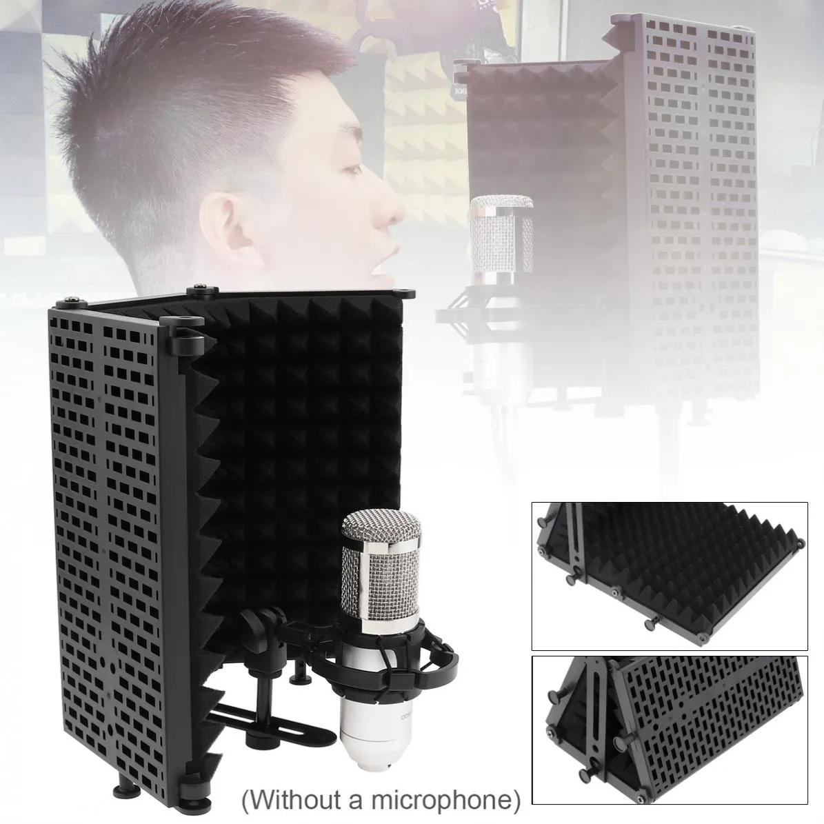 Foldable Microphone Isolation Shield - High Density Acoustic Foam ...