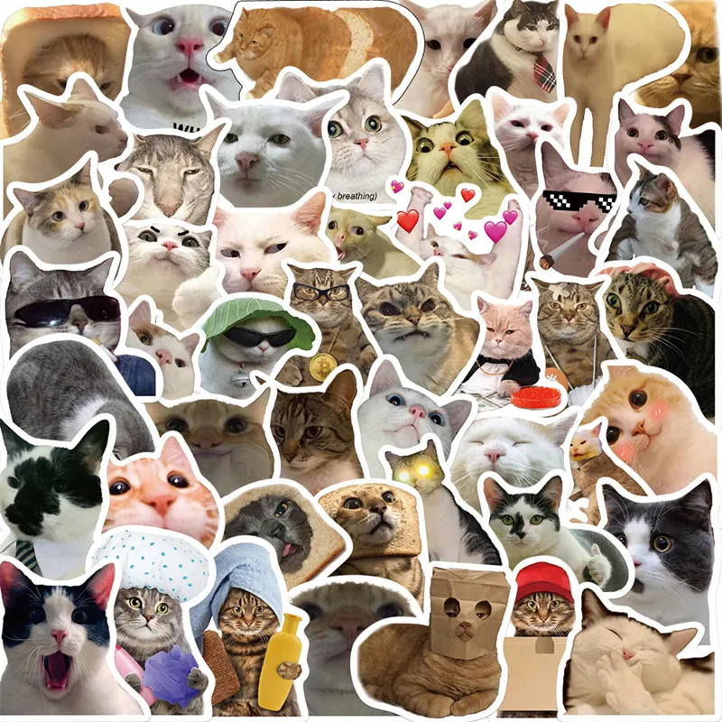 Funny Cat Meme Stickers For Laptop, Luggage, Skateboard Waterproof PVC ...