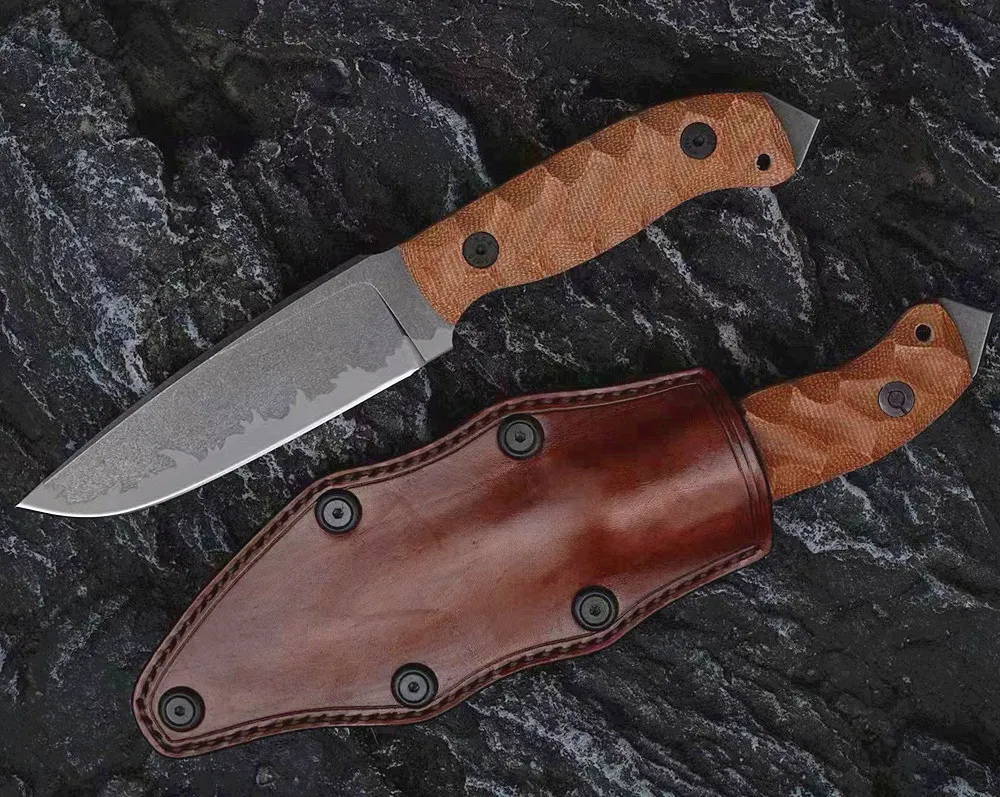H9202 Survival Fixed Blade Knife A2 Drop Point Blade Full Tang Linen ...