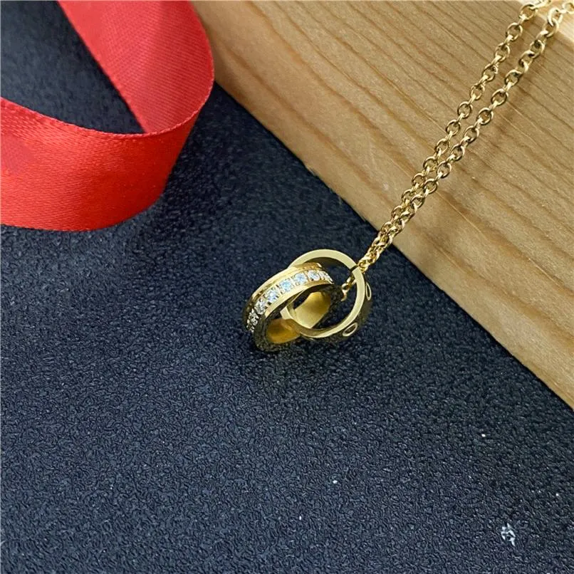 Designer Love Necklace for Men: Cool Aesthetic Double Hoop Pendant ...