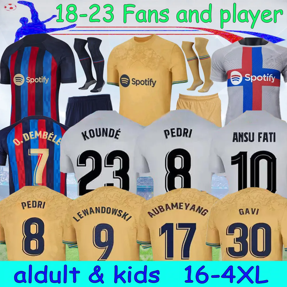 16 4xl 22 23 Lewandowski Barcelona Soccer Jersey Ansu Fati Ferran 2022 ...
