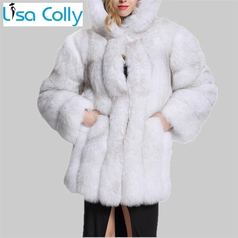 Faux Fur Lisa Colly Faux Fur Hooded Coat With Hooded Sleeves ...