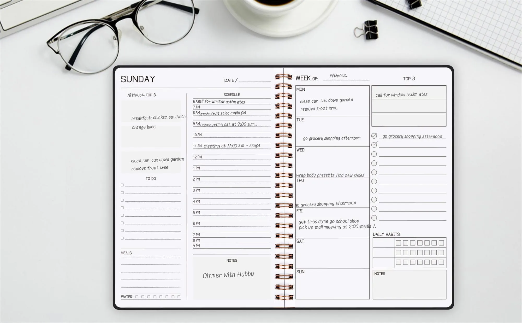 Wholesale Undated Daily & Weekly Planner Notebook | Hourly Schedule, To ...
