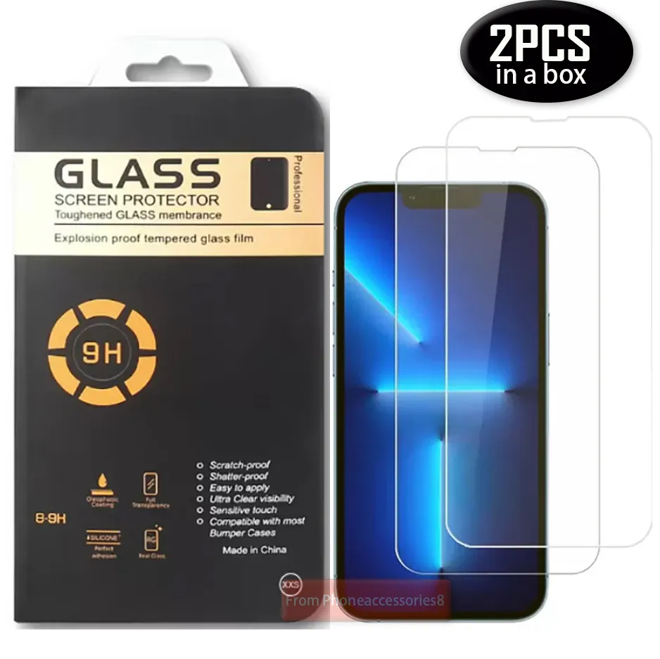 2 PACK 0.3MM Tempered Glass Phone Screen Protector For Iphone14 IPHONE ...