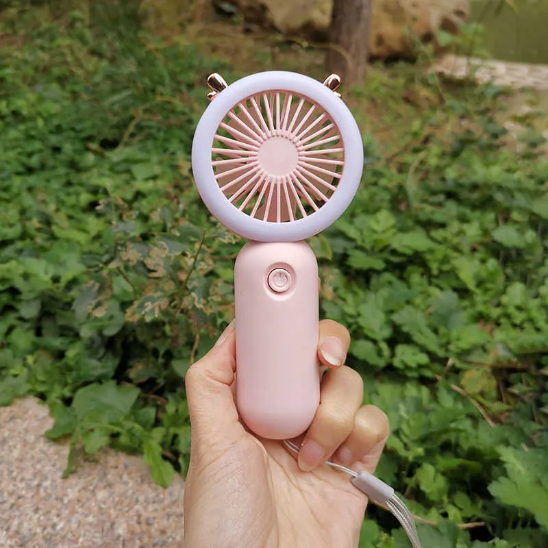Mini Electric Hand Fan With Wrist Strap & Night Light USB Rechargeable ...