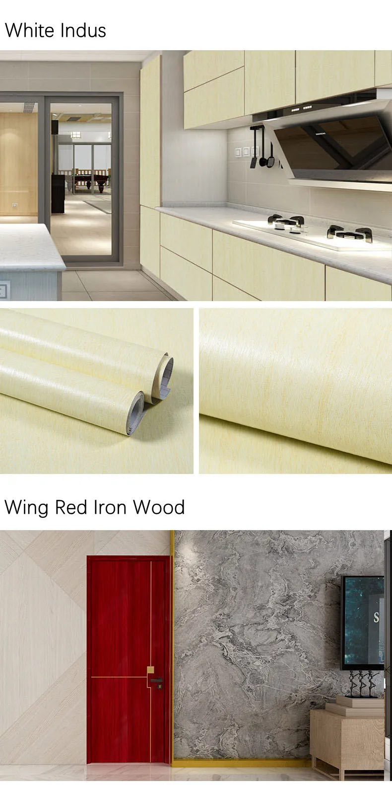 Wallpapers 5M 10M Wood Grain Home Decor Furniture Waterproof Vinyl Wall ...