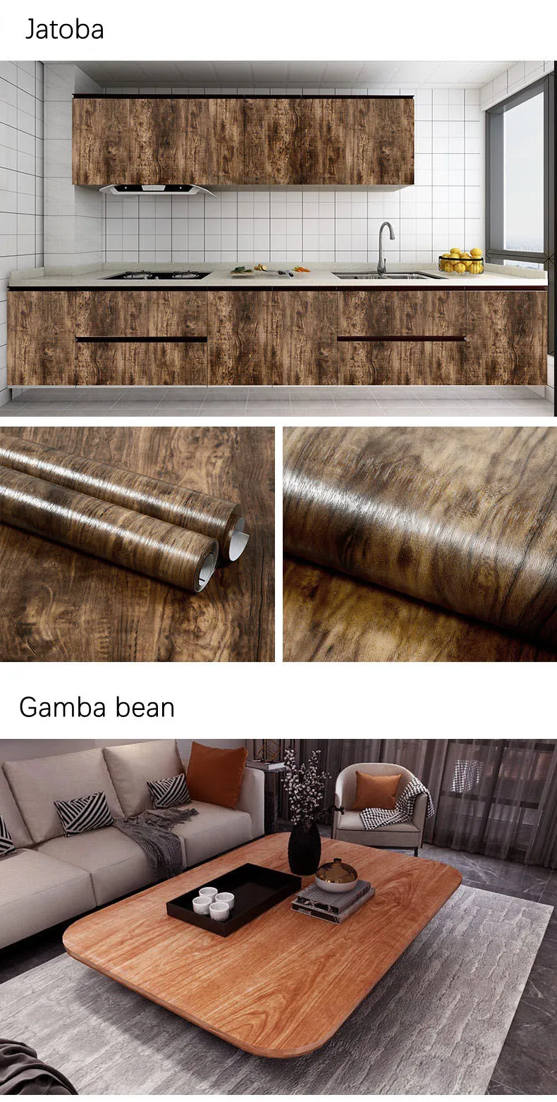 Wallpapers 5M 10M Wood Grain Home Decor Furniture Waterproof Vinyl Wall ...