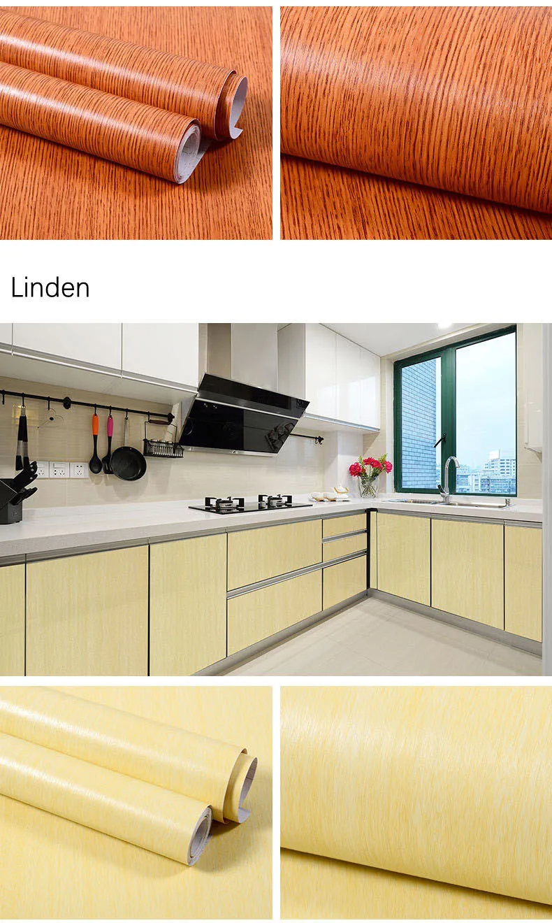 Wallpapers 5M 10M Wood Grain Home Decor Furniture Waterproof Vinyl Wall ...