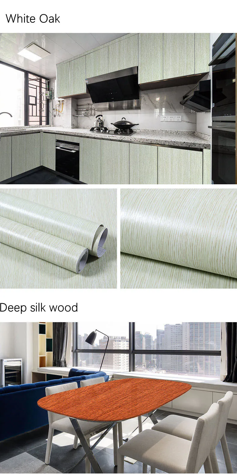 Wallpapers 5M 10M Wood Grain Home Decor Furniture Waterproof Vinyl Wall ...