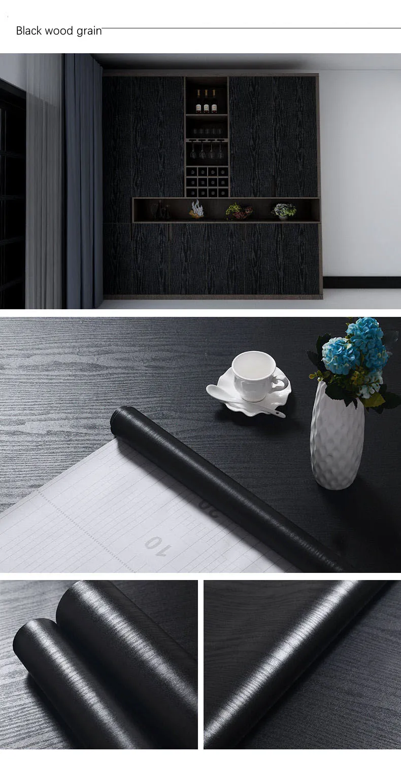 Wallpapers 5M 10M Wood Grain Home Decor Furniture Waterproof Vinyl Wall ...