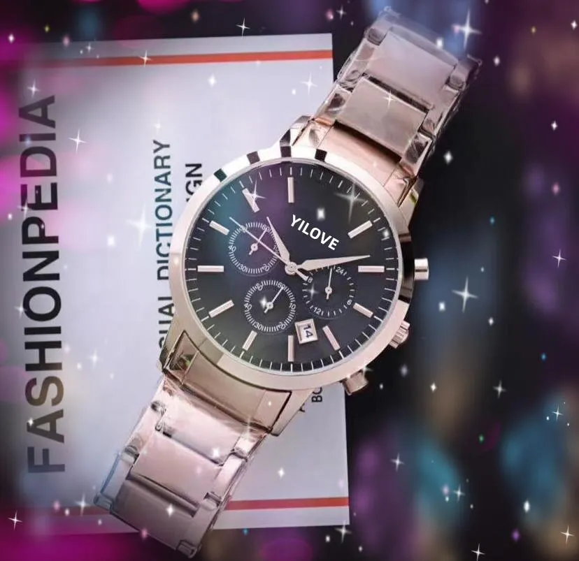 Japanese Quartz Stopwatch Watch For Men Full Functional Stainless Steel ...