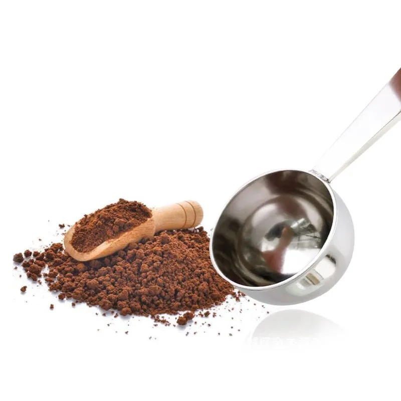 Stainless Steel Dual Purpose Coffee Scoops Bean Powder Spoon Measuring ...