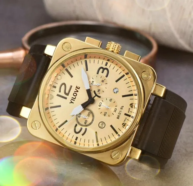Luxury Big Quartz Stopwatch Watch For Men With Rubber Belt And Six ...