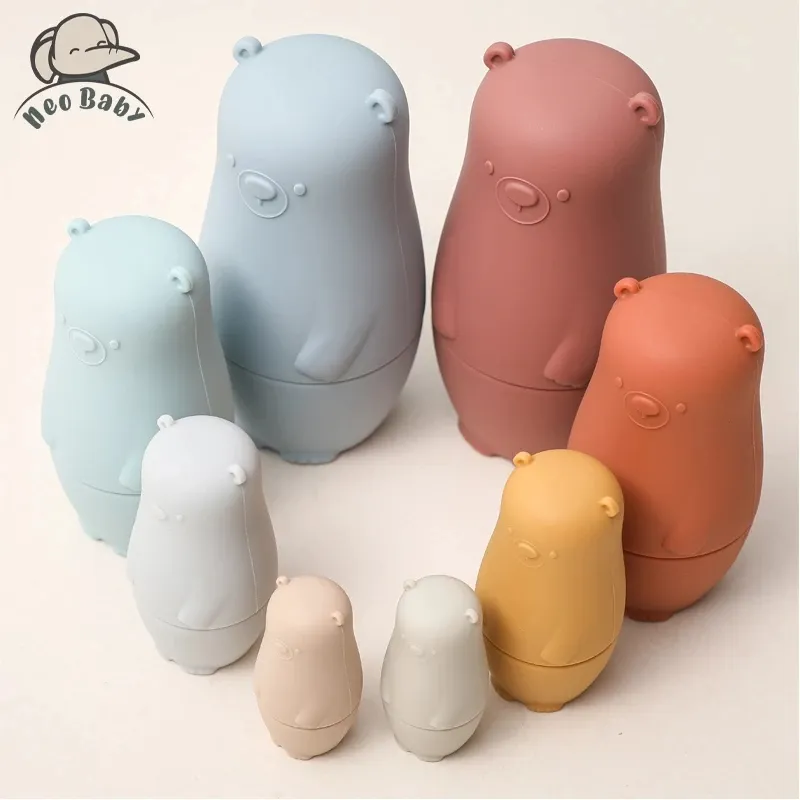 Montessori Nesting Dolls Toy Silicone Russian Matryoshka Stacking ...
