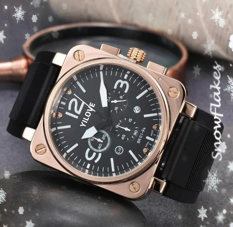 Luxury Big Quartz Stopwatch Watch For Men With Rubber Belt And Six ...