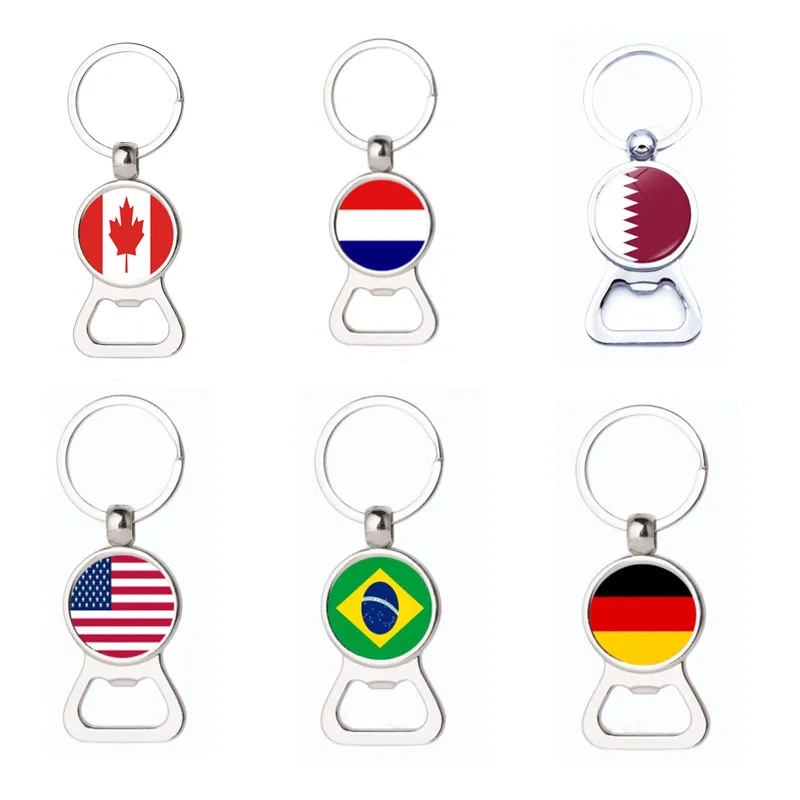 Metal Bottle Opener Keychain World Cup Souvenir Keyring Portable Home ...