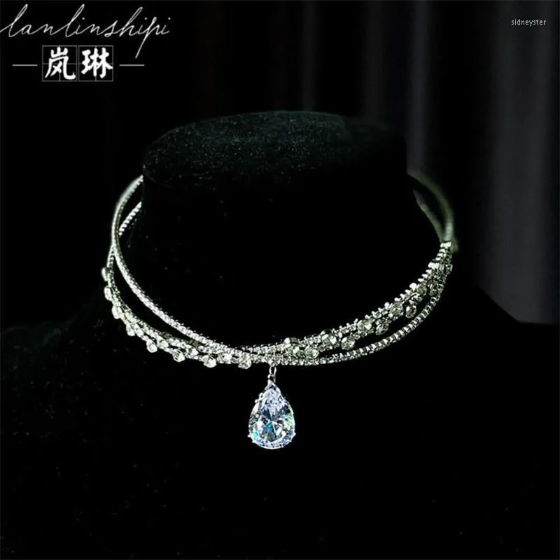 Luxury Stainless Steel Water Drop Choker Necklace With Zircon Vintage ...