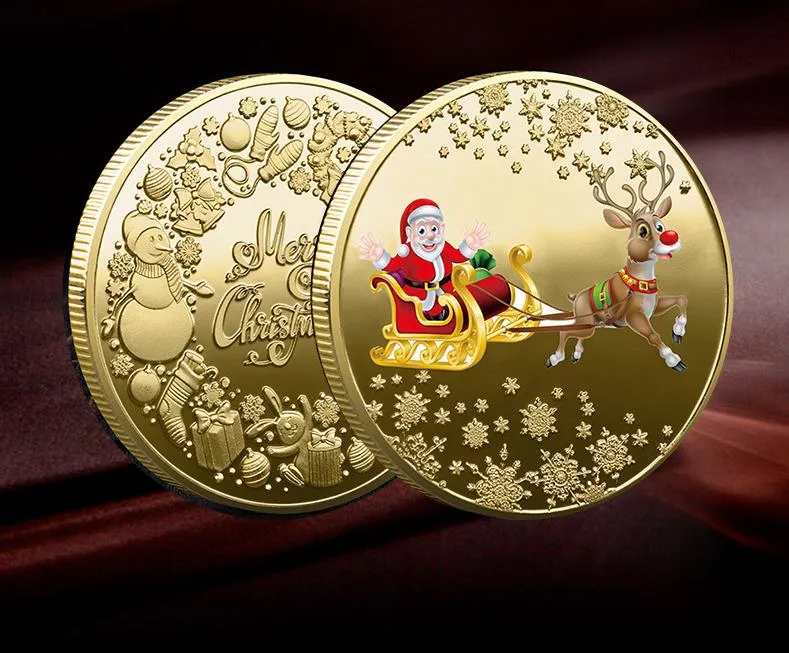 Merry Christmas Souvenir Coin - Gold Plated Santa Claus Wishing Coin ...