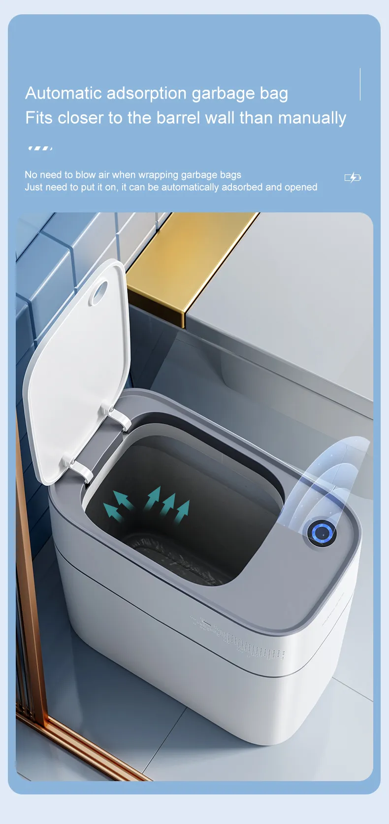 JOYBOS Smart Sensor Bin - Automatic Adsorption biodegradable garbage ...