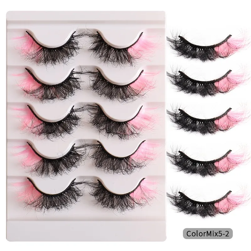 Reusable Handmade Multilayer Colorful Cross Curl Thick Mink False ...