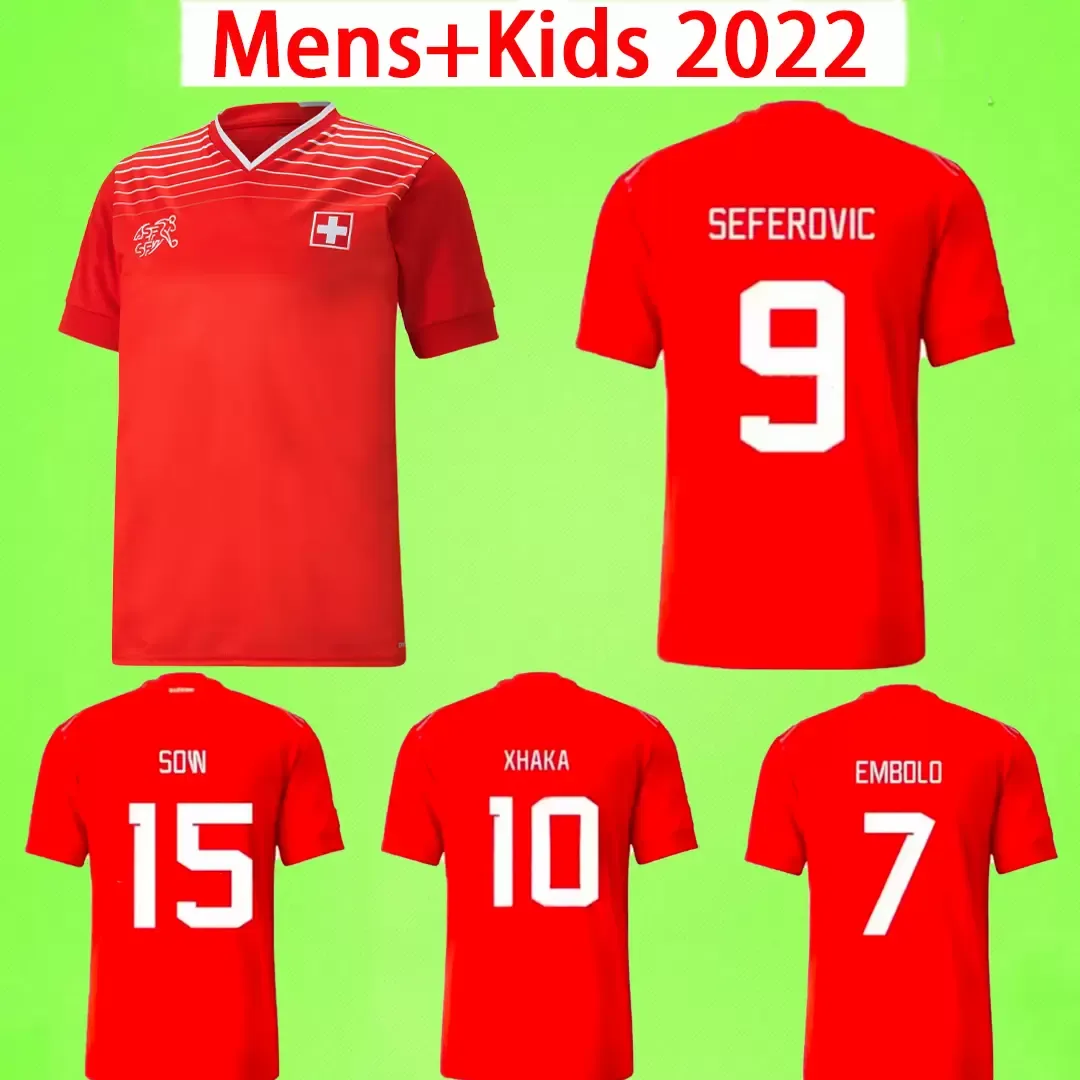 Soccer Jerseys 2022 CH Kids Kit Seferovic Xhaha Elvedi 22 23 Akanji ...