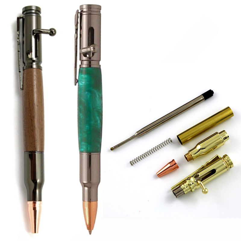 Diy Gun Metal Bolt Action Pen Kits Antiguo Latón Macizo Bullet Rifle ...