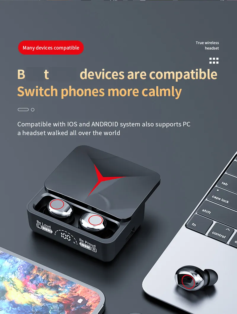 M90 Pro TWS Headphones Wireless Earphones Sport Game Earbuds Headset ...