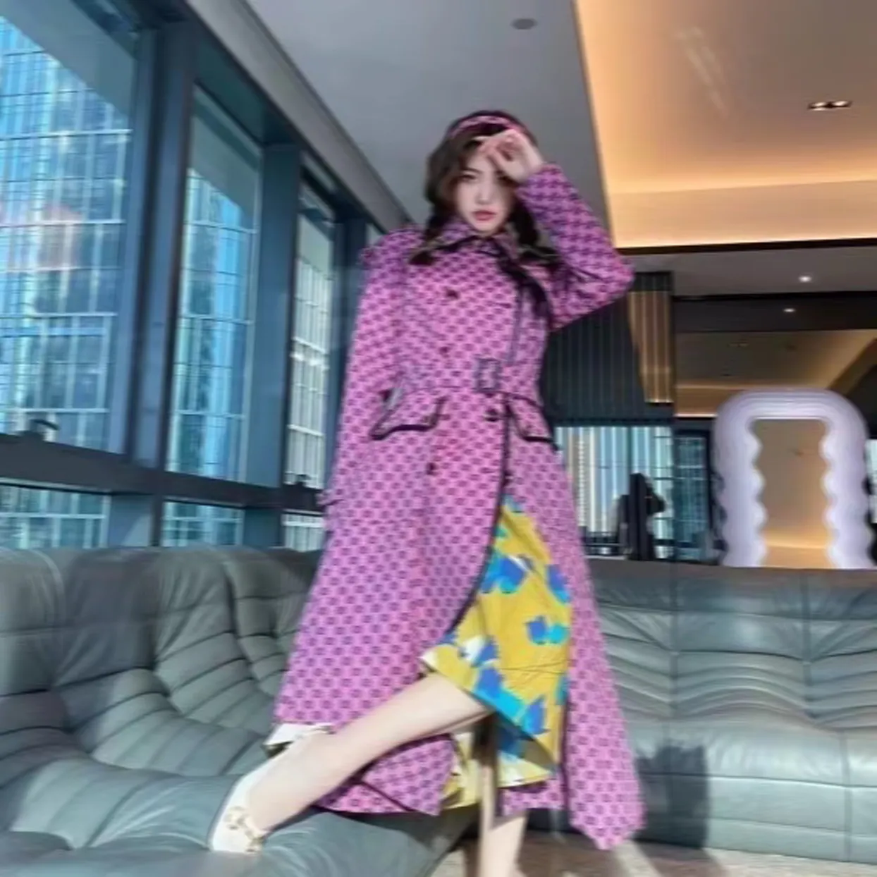 B8090 Autumn Womens Trench Coats Designer Luxury Women Windbreaker Body ...