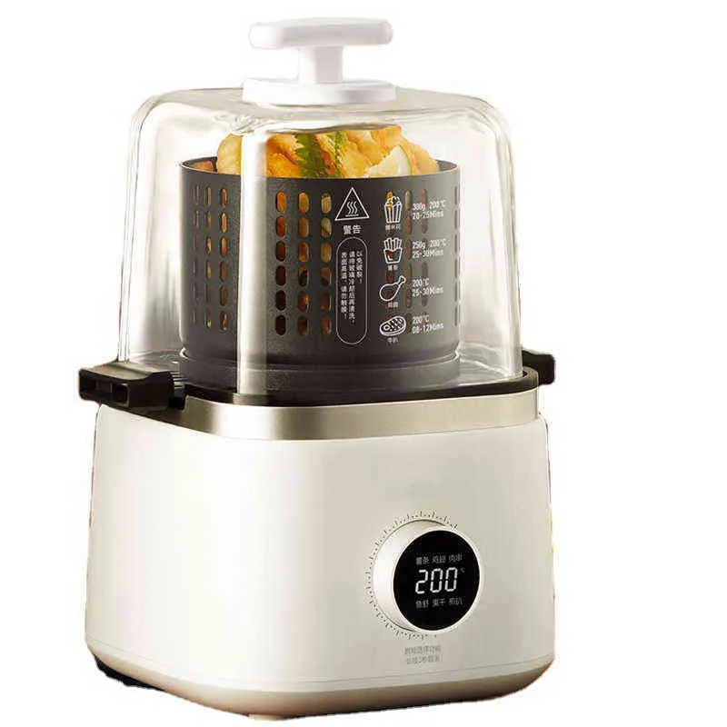 2L Household Transparent Visible Air Fryer 220V/1000W Air Fryer Smoke ...