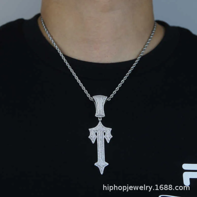New Hip Hop Trapstar Cross Anhänger Eingelegtes Zirkon Pop Rap Style ...