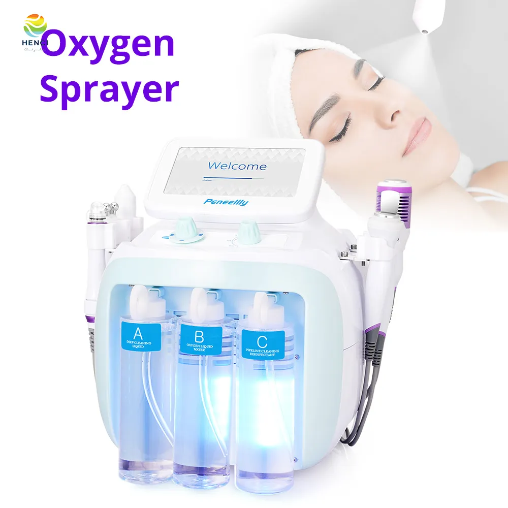6 In 1 Hydro Ultrasonic Microdermabrasion Machine With H2 O2 RF Bio ...