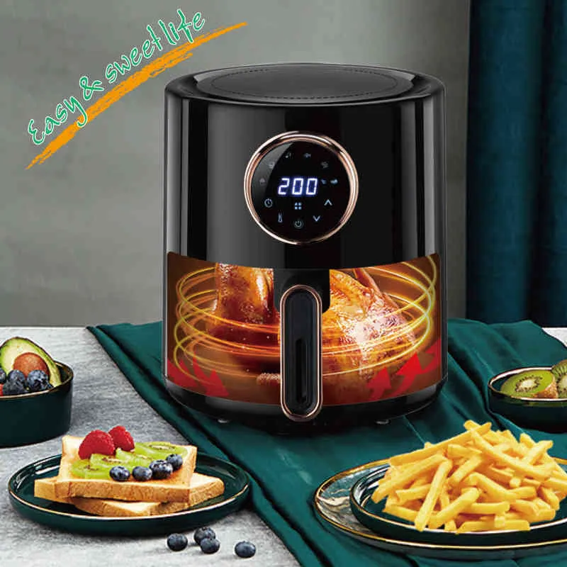 Black Automatic Touch Display Air Fryer Smart Oil Free Kitchen Electric ...