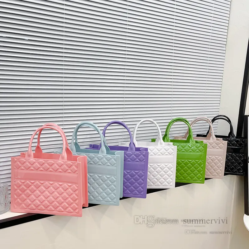 Kids Jelly Handbag - Cute Diamond Lattice PVC Tote, Large Capacity ...