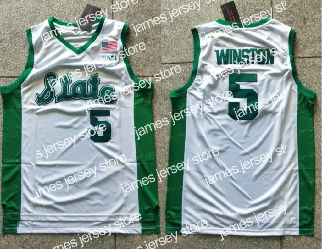 New NCAA College State Spartans Basketball Jersey: 5 Cassius Winston ...