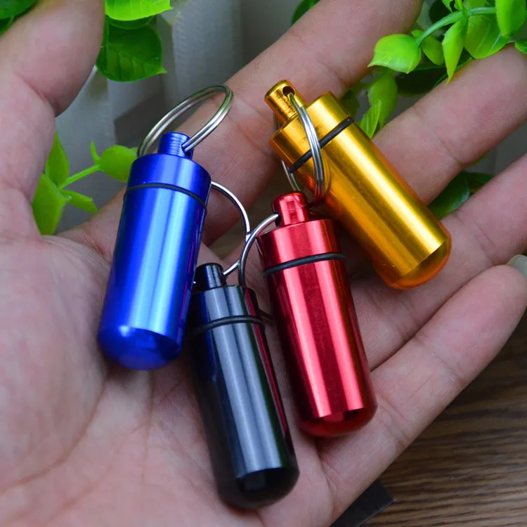 Waterproof Pill Holder Keychain - Portable Aluminum Pill Box, Keyring ...