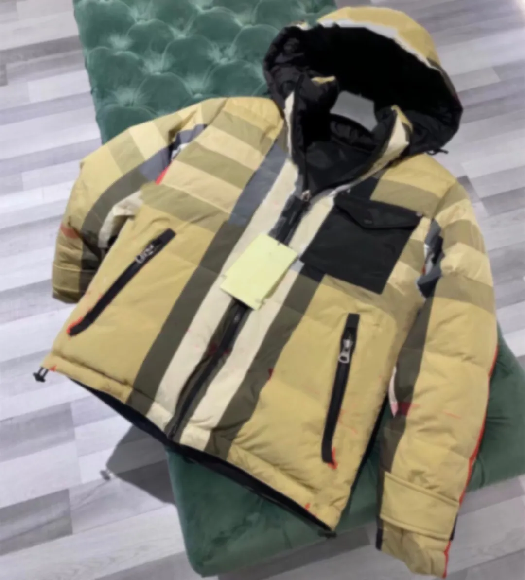 Men Reversible Down Jacket Side Zip Pockets Nylon Coat Designer Hooded ...