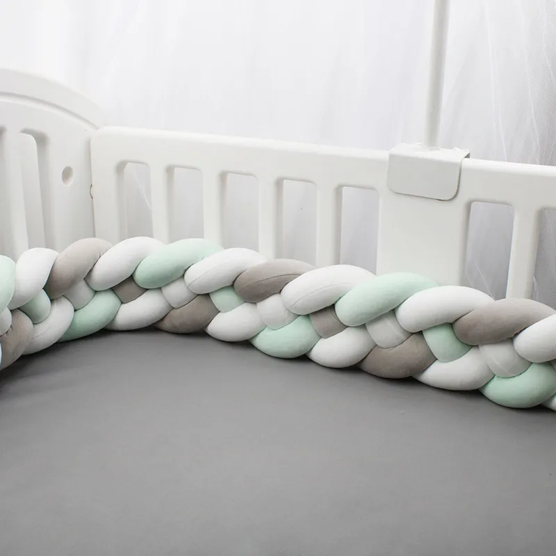 Crib Bedding Bumpers: Soft Braid Knot Pillow Cushion, 4 Strand Baby Cot ...
