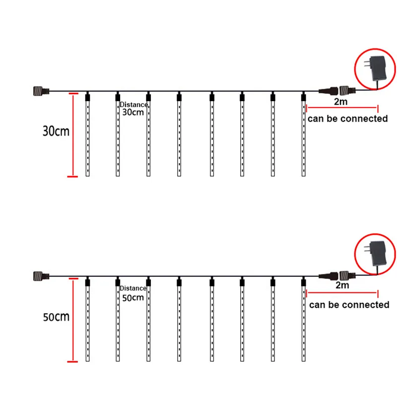 Meteor Shower String Lamp 2024 Christmas Lights Snowfall LED Strips ...