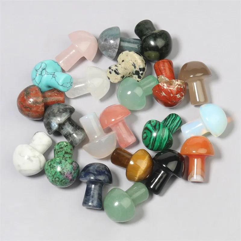 20MM Mushroom Statue Chakra Stones Natural Gems Hand Carved Decoration ...