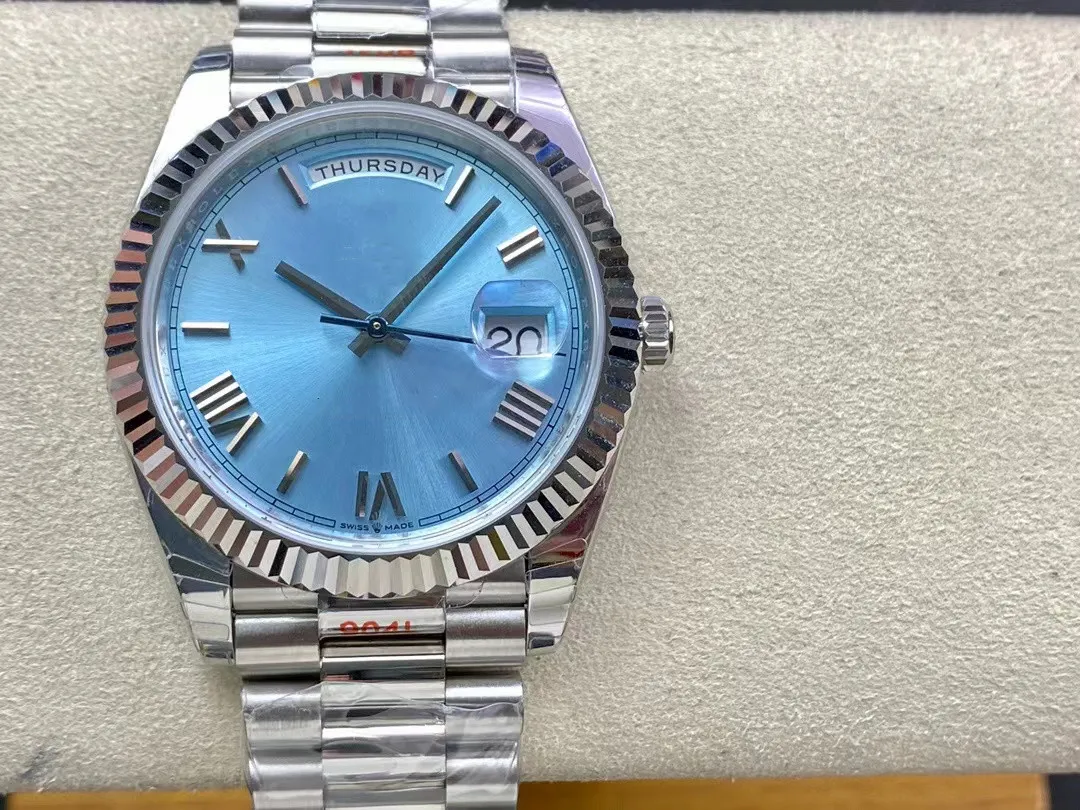 40mm Automatic Men's Stainless Steel Watch With Sapphire Mirror, Quick ...