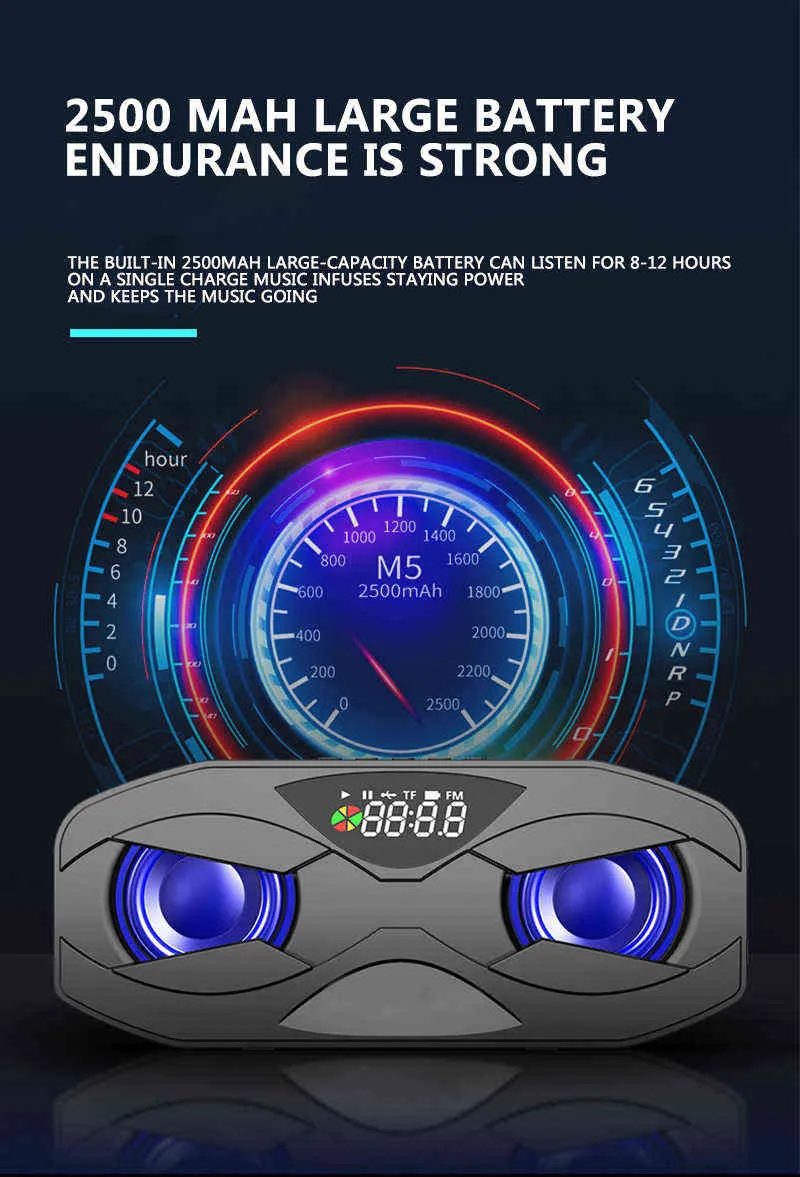 Portable Speakers M8 Cool Robot Design Bluetooth Speaker LED Rhythm ...