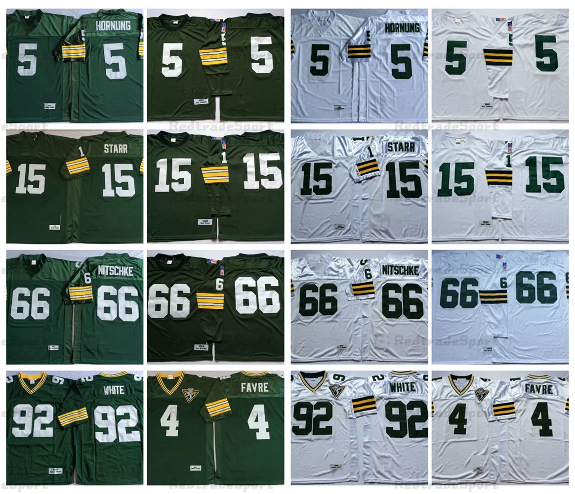 Vintage Men's American Football Shirts Brett Favre #4, Bart Starr #15 ...
