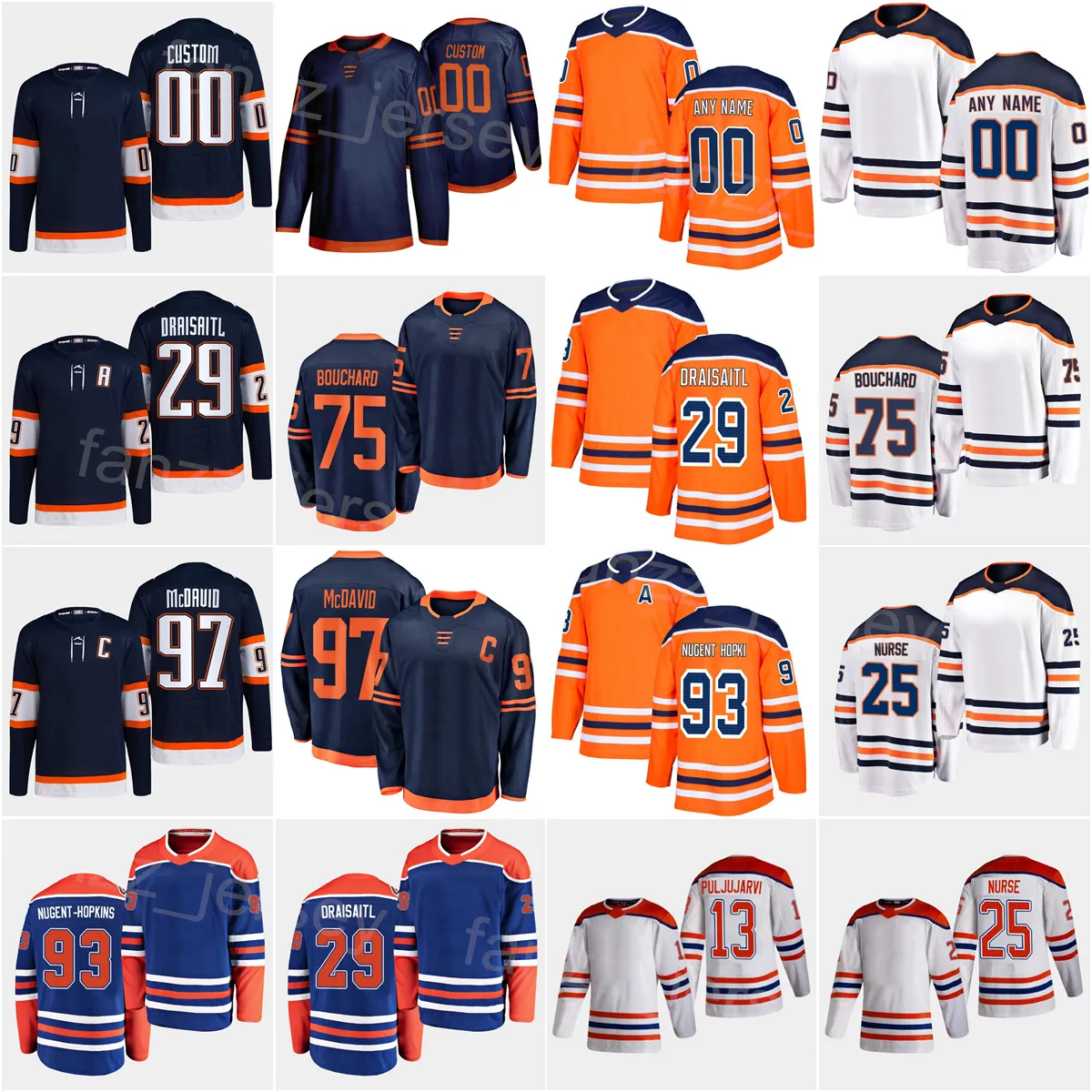 Edmonton Oilers 2024 Reverse Retro Hockey Jersey Zach Hyman, Leon ...