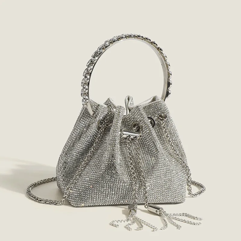 Shimmering Diamond Bucket Bag For Women Sparkly Shoulder Bag With ...