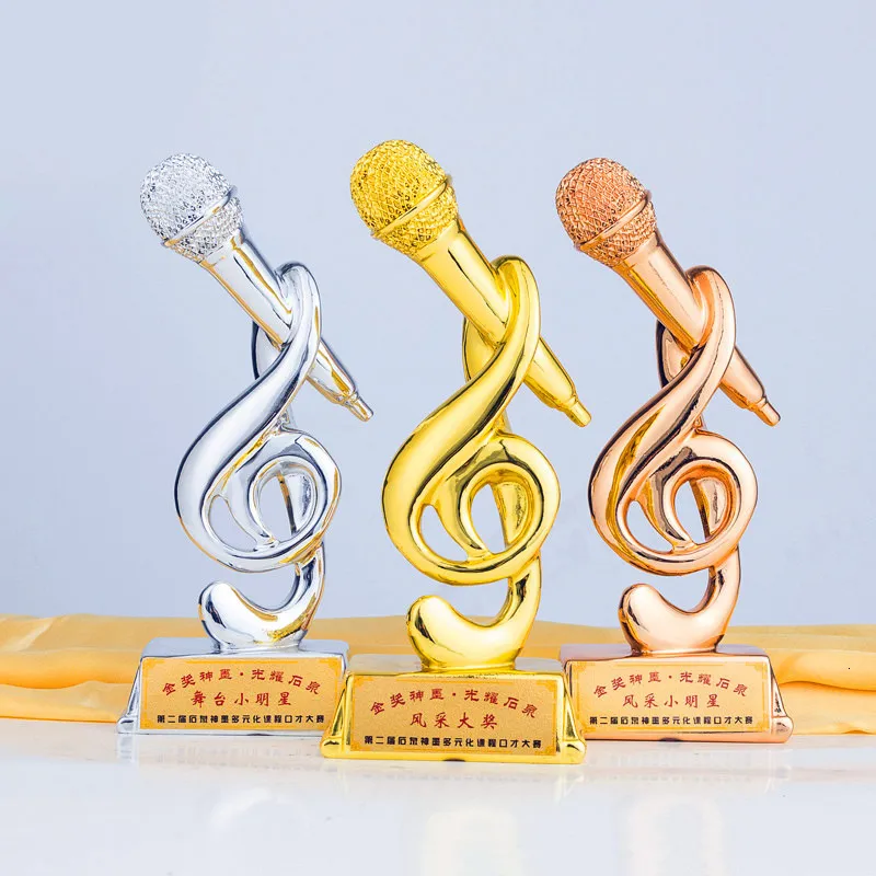 Singing Christmas Toys Golden Microphone Award Trophy Decorative Music ...